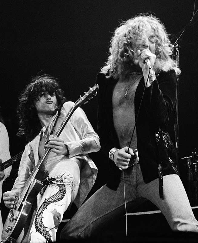 Jimmy Page and Robert Plant On Stage, NYC, June, 1977 (B&W) | San ...