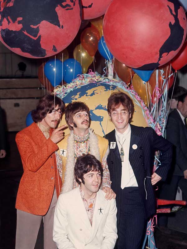 The Beatles Posing with Balloons, "Our World" Satellite Broadcast Press ...