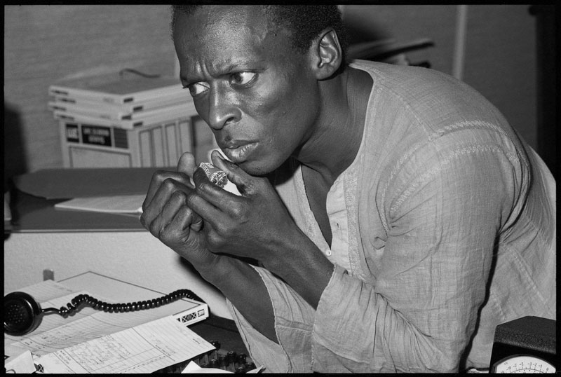 Miles Davis Listening to Playback, Columbia Recording Studio, NYC, 1970 ...