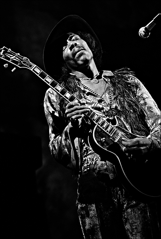 Jimi Hendrix Performing at Fillmore East, 1968, (B & W)